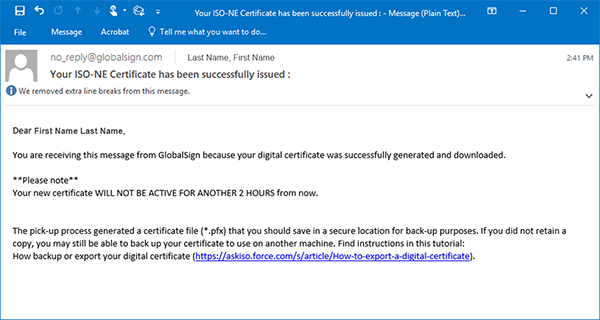 How to pick-up a digital certificate